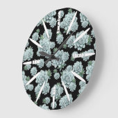 Mint Rosette Succulents Repeat Print on Black Large Clock | Zazzle