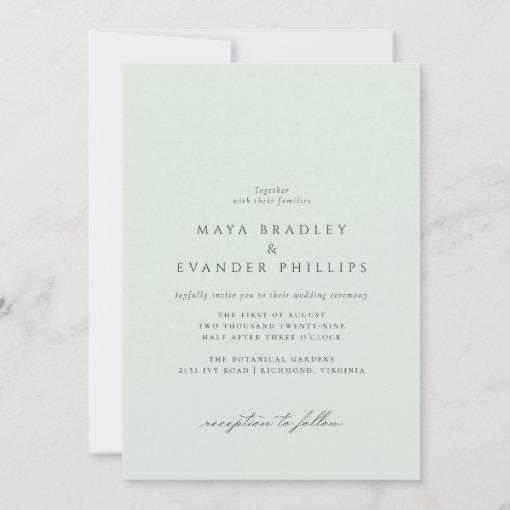 Mint Seafoam | Formal Light Green Wedding Invitation | Zazzle