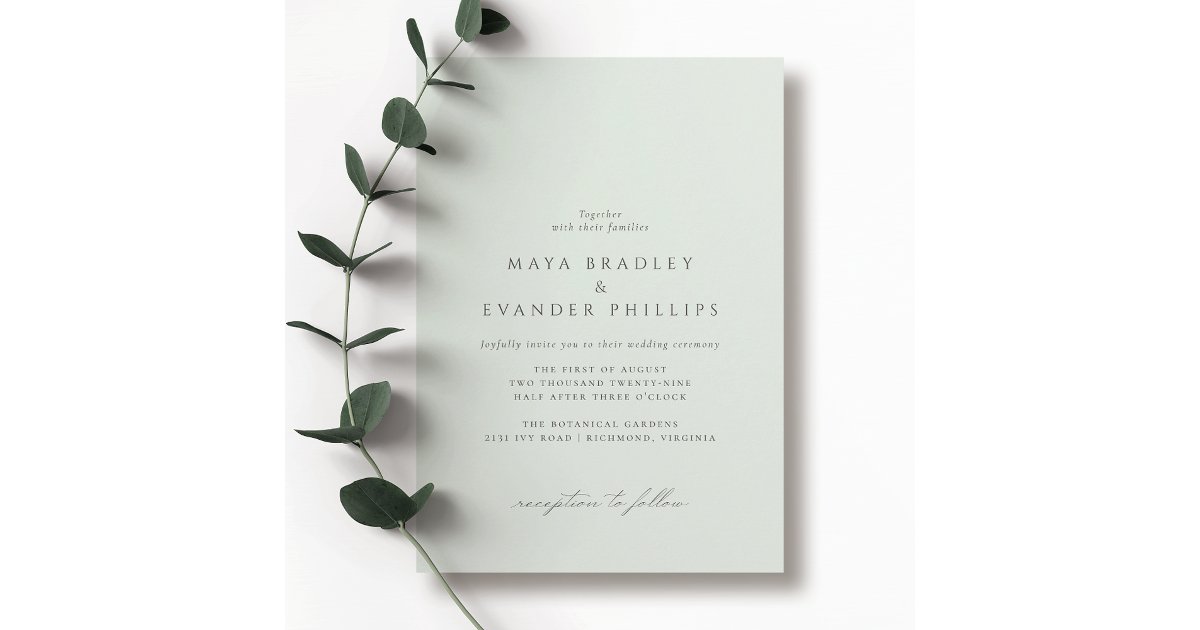 Mint Seafoam | Formal Light Green Wedding Invitation | Zazzle