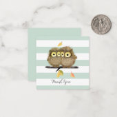 Mint Stripes Baby Owls Thank You Note Card | Zazzle