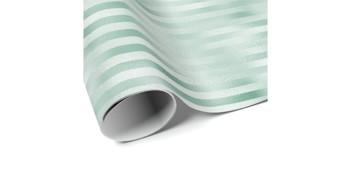 Mint Stripes Glam Glitz Wrapping Paper | Zazzle