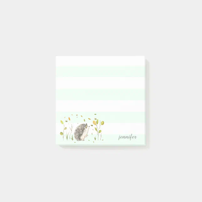 Mint Stripes Hedgehog Post-it® Notes | Zazzle