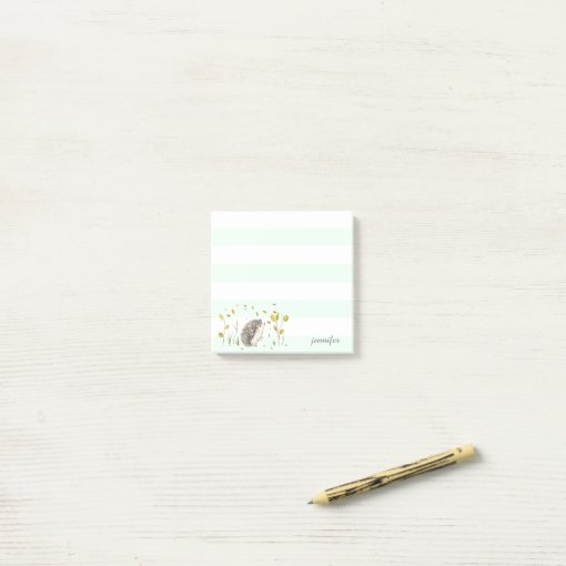 Mint Stripes Hedgehog Post-it® Notes | Zazzle