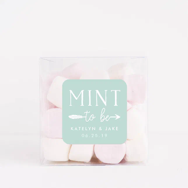 Mint to Be | Personalized Wedding Favor Mints Square Sticker | Zazzle