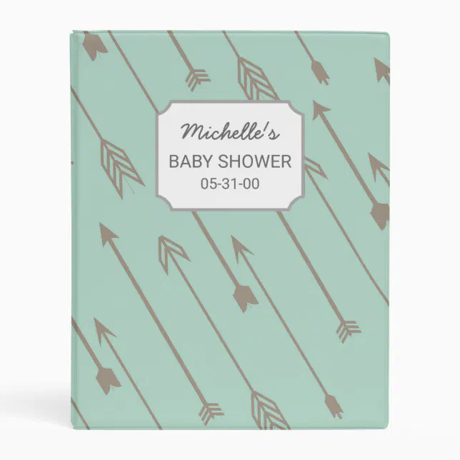 Mint Tribal Arrows Baby Shower album mini binder | Zazzle