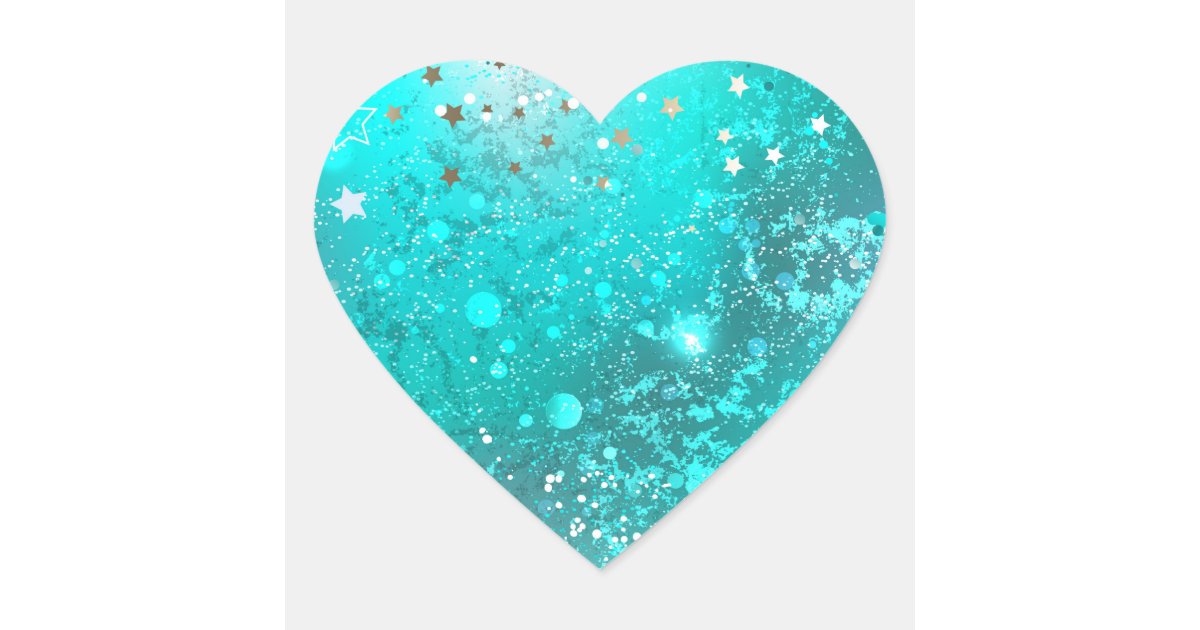 Mint Turquoise Foil Background Heart Sticker | Zazzle