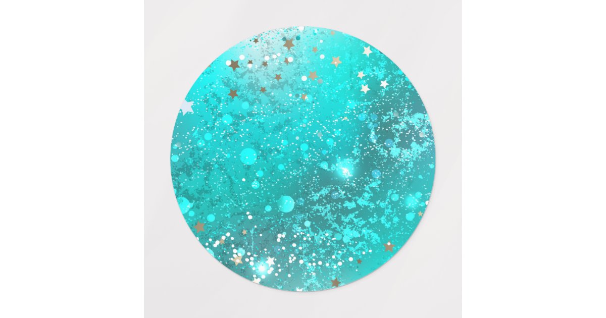 Mint Turquoise Foil Background Labels | Zazzle