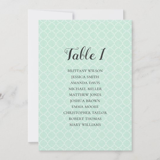 Mint wedding seating chart. Simple table plan Invitation | Zazzle.com