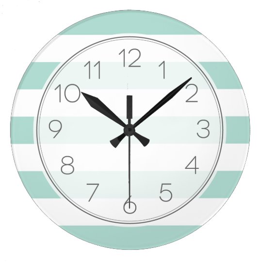Mint Wide Stripes Large Clock | Zazzle.com