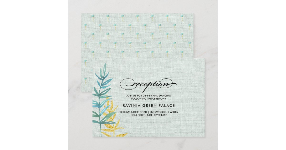 Mint Yellow Floral Wedding Reception Card | Zazzle