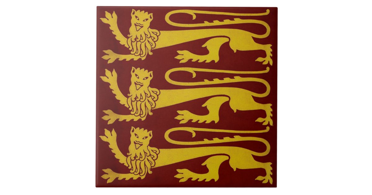 Minton Pugin Gothic Lions Tile 1850s Reproduction | Zazzle