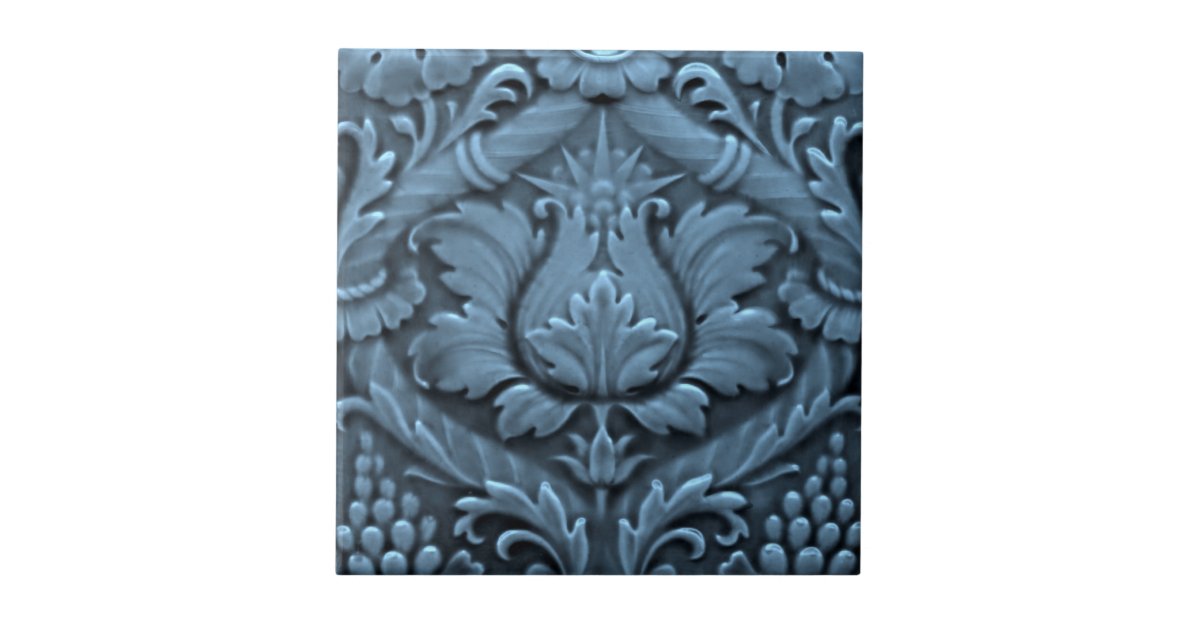 Minton Victorian Faux Relief Blue Reproduction Ceramic Tile | Zazzle