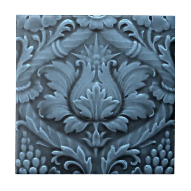 Minton Victorian Faux Relief Blue Reproduction Ceramic Tile | Zazzle