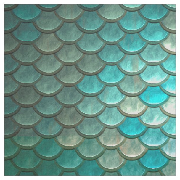 Minty Marble Mermaid fish scales pattern Fabric | Zazzle