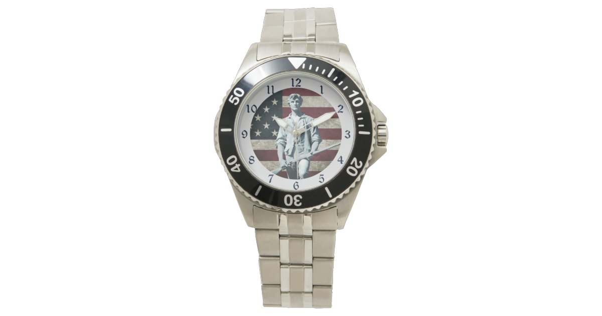 Minuteman Patriot USA Flag Watch | Zazzle