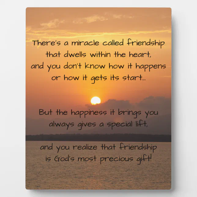 Miracle of friendship Customizable Poem Plaque | Zazzle