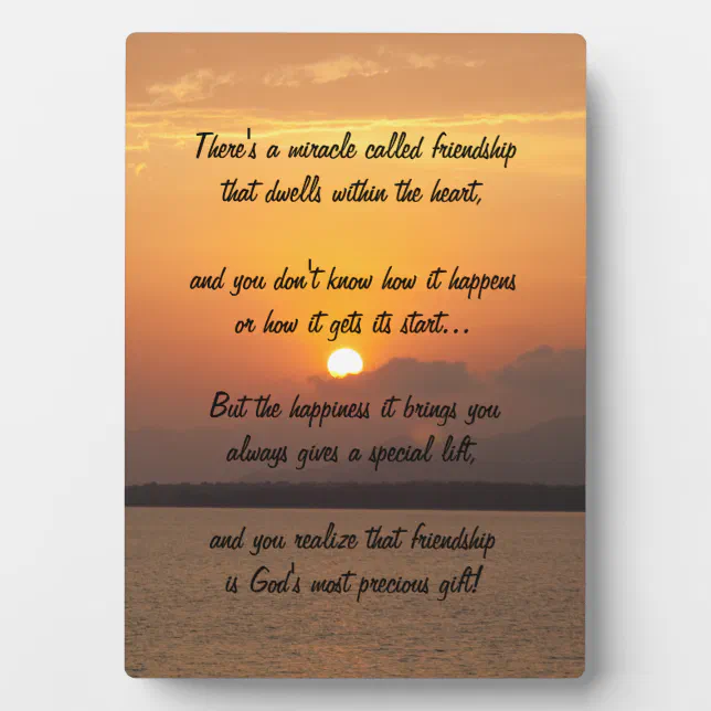 Miracle of friendship Poem Plaque | Zazzle