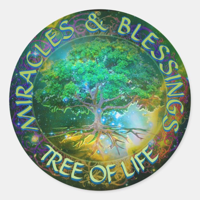 Miracles & Blessings Tree of Life Classic Round Sticker | Zazzle.com