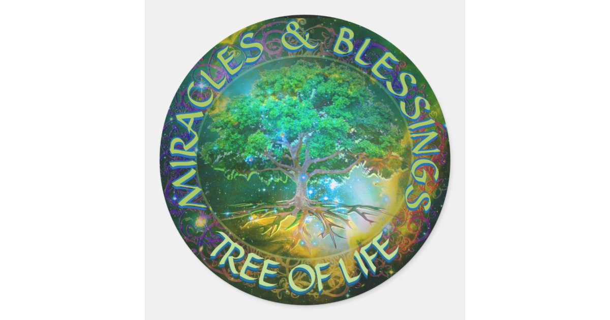 Miracles & Blessings Tree of Life Classic Round Sticker | Zazzle