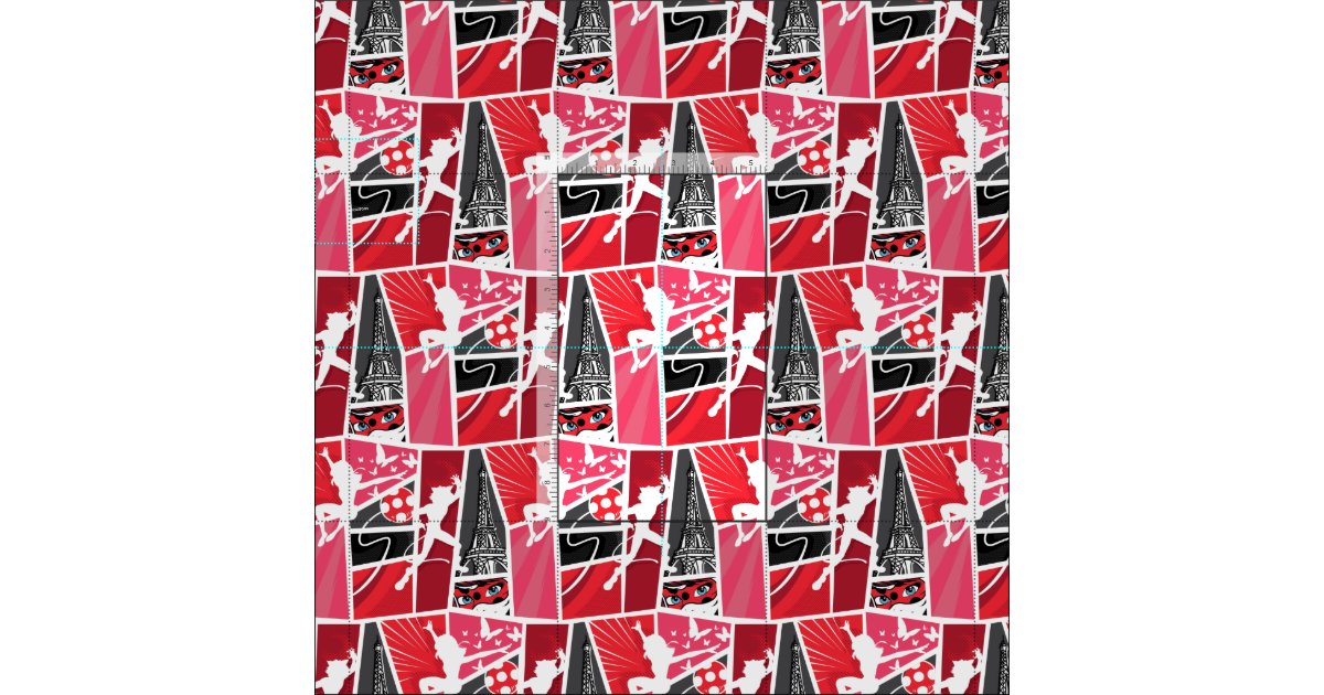 Miraculous Comic Ladybug Paris Pattern Fabric | Zazzle