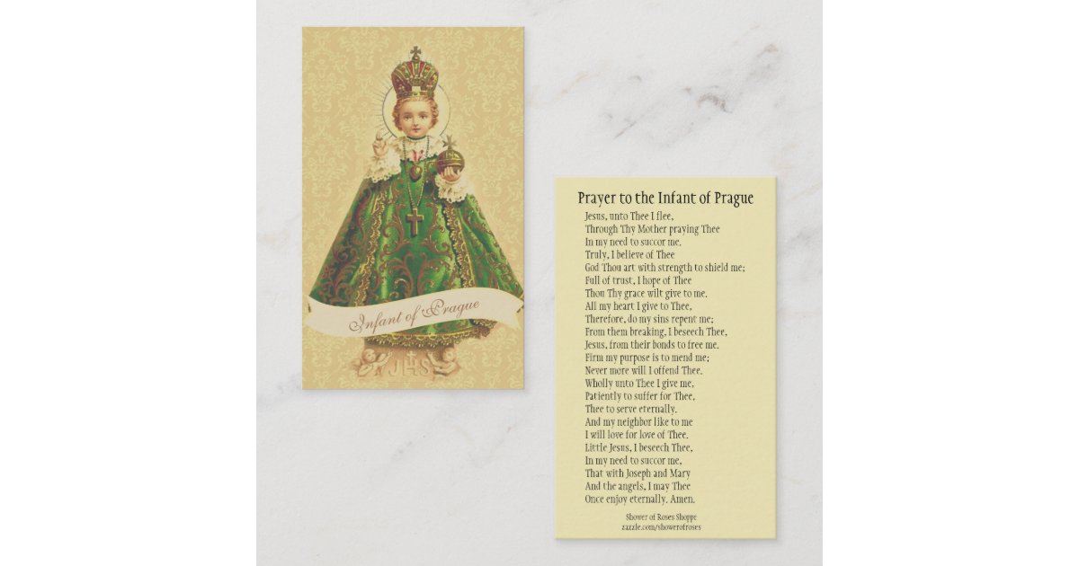 Miraculous Infant Jesus of Prague Prayer Holy Card | Zazzle