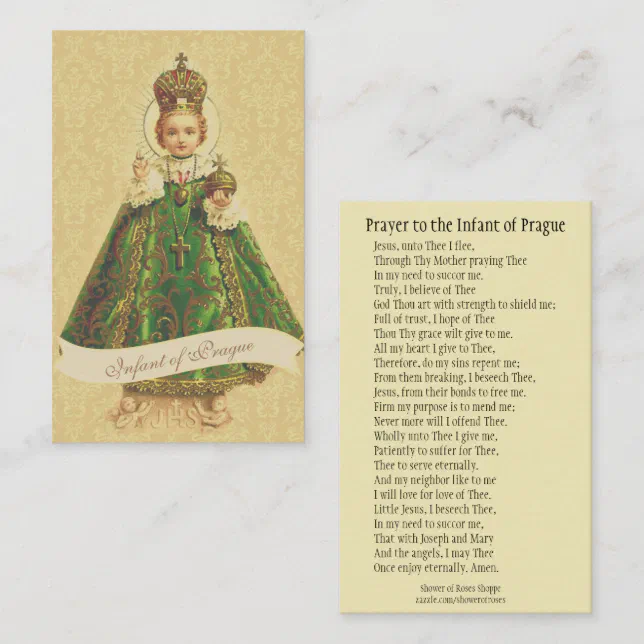 Miraculous Infant Jesus of Prague Prayer Holy Card | Zazzle