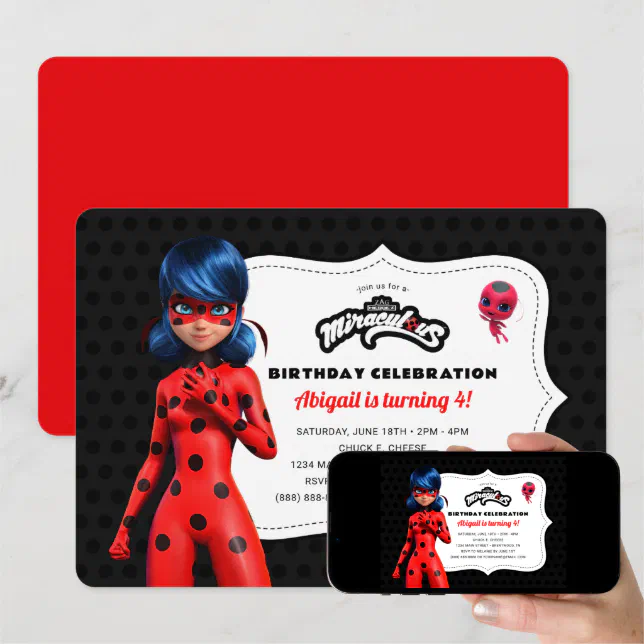Miraculous Ladybug Birthday Invitation | Zazzle