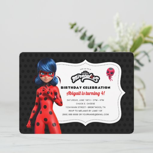 Miraculous Ladybug Birthday Invitation | Zazzle
