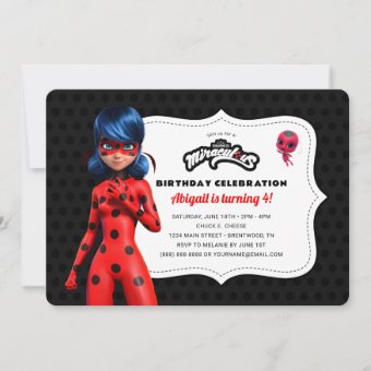 Miraculous Ladybug Birthday Invitation | Zazzle