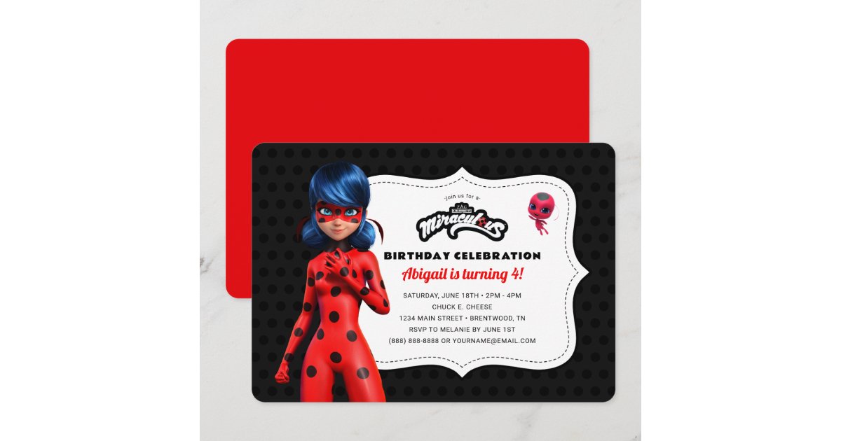 Miraculous Ladybug Birthday Invitation | Zazzle