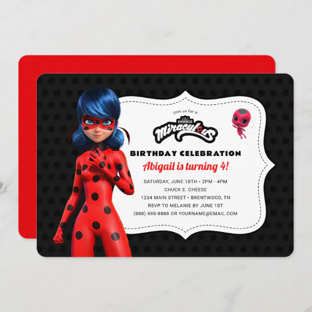 Miraculous Ladybug Birthday Invitation | Zazzle