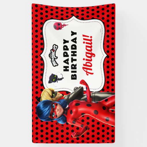 Miraculous Ladybug & Cat Noir Birthday Banner | Zazzle