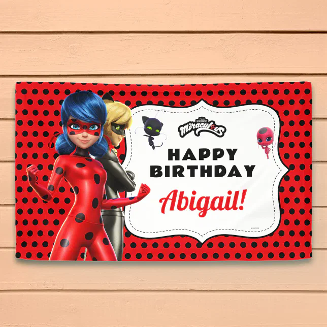 Miraculous Ladybug & Cat Noir Birthday Banner | Zazzle
