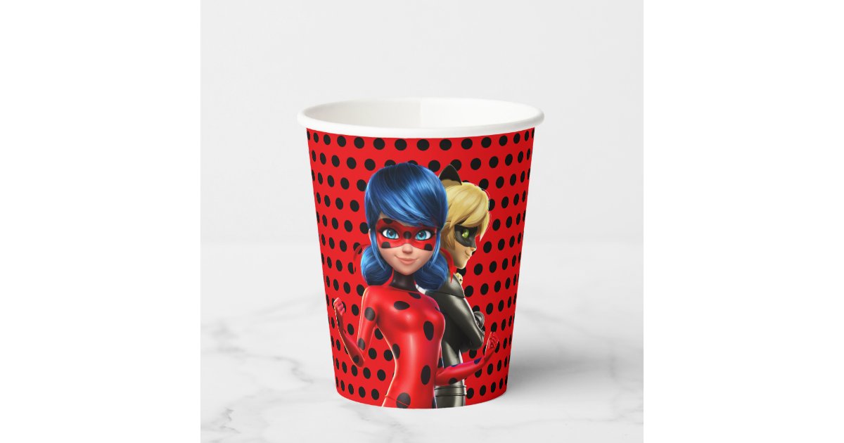 Miraculous Ladybug & Cat Noir Birthday Paper Cups | Zazzle