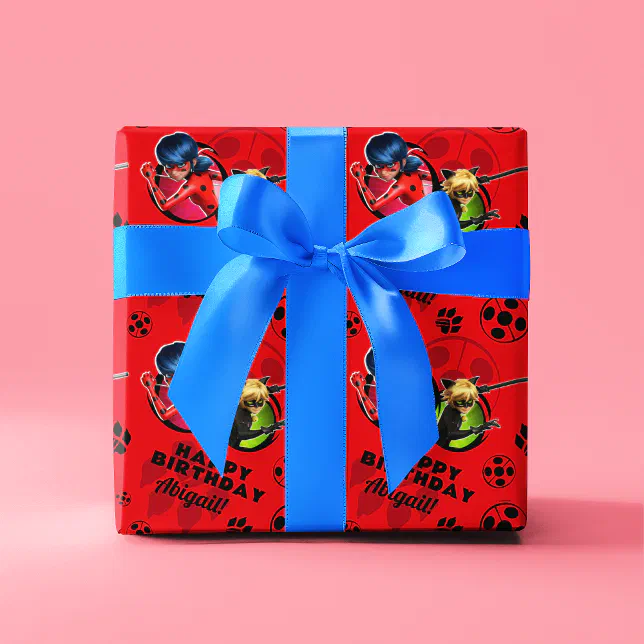 Miraculous Ladybug & Cat Noir Birthday Wrapping Paper | Zazzle