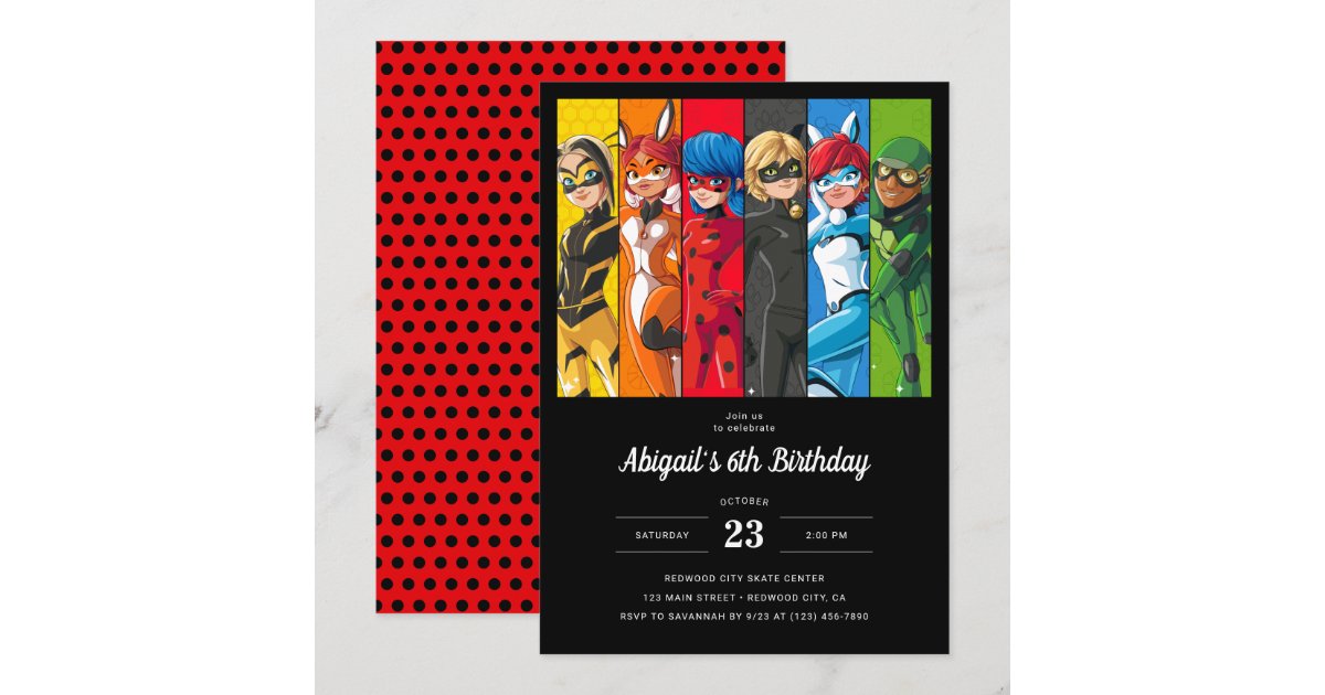 Miraculous Ladybug Character Birthday Invitation | Zazzle