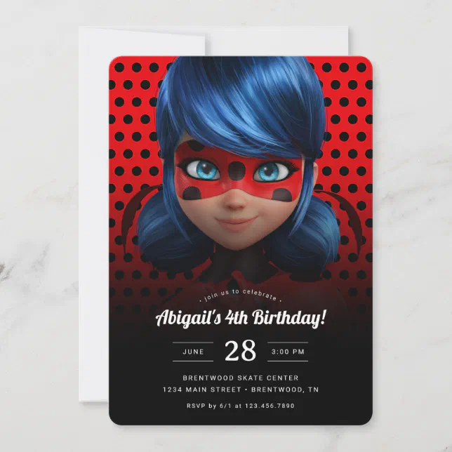Miraculous Ladybug Girl's Birthday Invitation | Zazzle