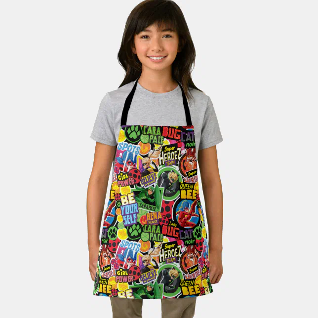 Miraculous Superhero Characters Pattern Apron | Zazzle
