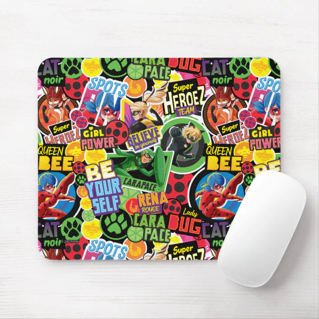 Miraculous Superhero Characters Pattern Mouse Pad | Zazzle