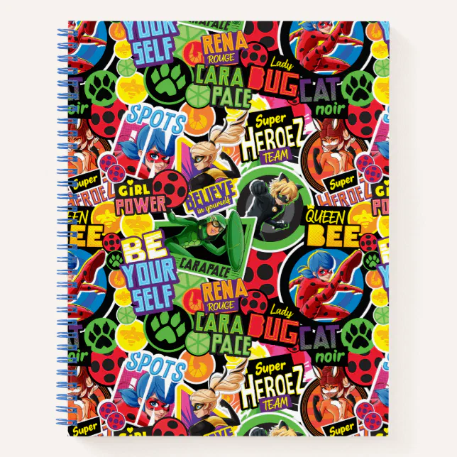 Miraculous Superhero Characters Pattern Notebook | Zazzle