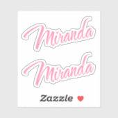 Miranda Decorative Name in Pink x2 Sticker | Zazzle