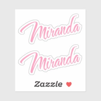 Miranda Decorative Name in Pink x2 Sticker | Zazzle