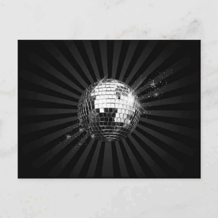 Mirror Disco Ball on Black Postcard | Zazzle.com