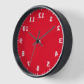 Mirror Image Clock - Red Backward Numbers Clock | Zazzle