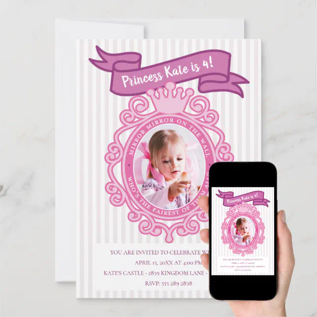 Mirror Mirror Princess Birthday Party Invitation | Zazzle