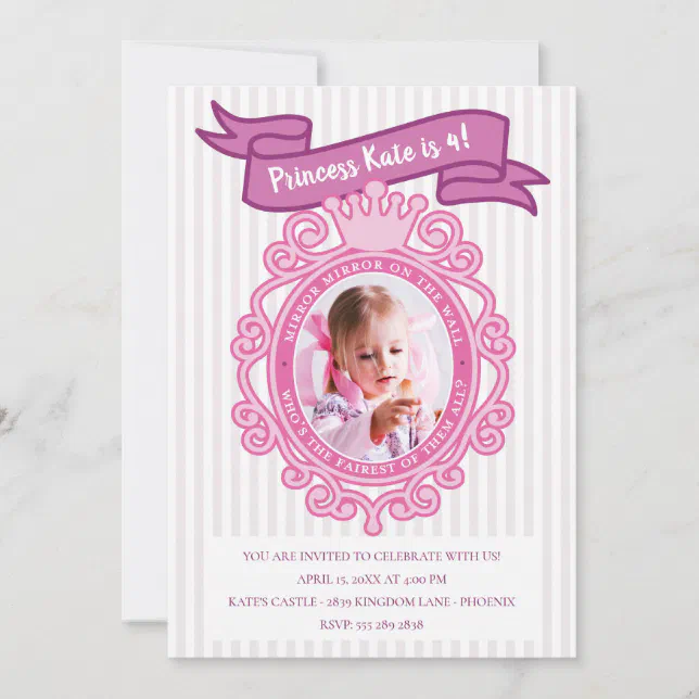 Mirror Mirror Princess Birthday Party Invitation | Zazzle