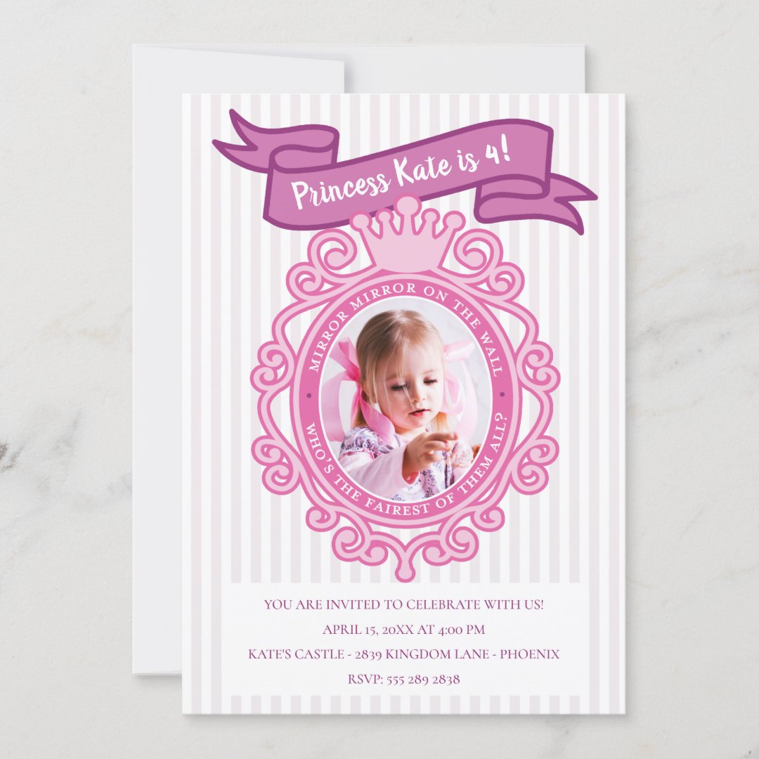 Mirror Mirror Princess Birthday Party Invitation | Zazzle