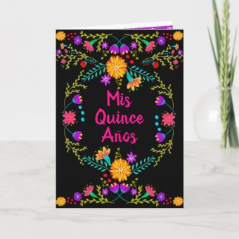 Mis Quince Anos Black Mexican Fiesta Quinceanera Invitation | Zazzle