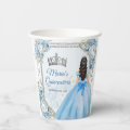 Mis Quince Blue Floral Silver Crown Quinceañera Paper Cups | Zazzle