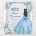 Mis Quince Blue Floral Silver Crown Quinceañera Wine Label | Zazzle
